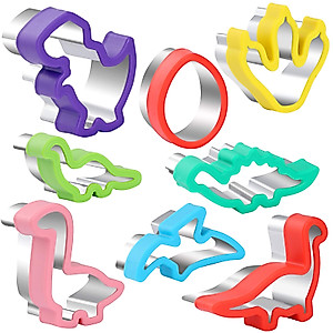 8pcs Dinosaur Cookie cutters set, Stainless Steel Sandwich Cutters Cookie Cutters Vegetable cutters for Kids Baking, Bento Box and Food Decoration Tools for Kitchen