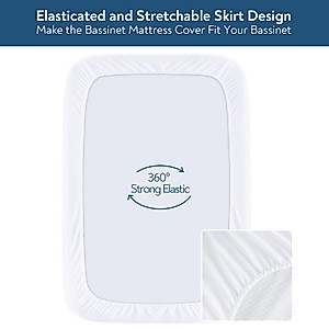 Baby Waterproof Bassinet Mattress Pad Cover and 100% Cotton Sheet(White), 20" x 28"