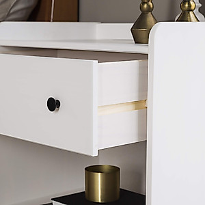 Walker Edison Modern Wood 1 Drawer Nightstand with Top Tray Bedroom Storage Drawer and Shelf Bedside End Table, Caramel