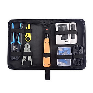 Cable Matters 7-in-1 Network Tool Kit with RJ45 Ethernet Crimping Tool, Punch Down Tool, Punch Down Stand, Cable Tester, RJ45 Connectors, RJ45 Boots, and Wire Strippers - Carrying Case Included