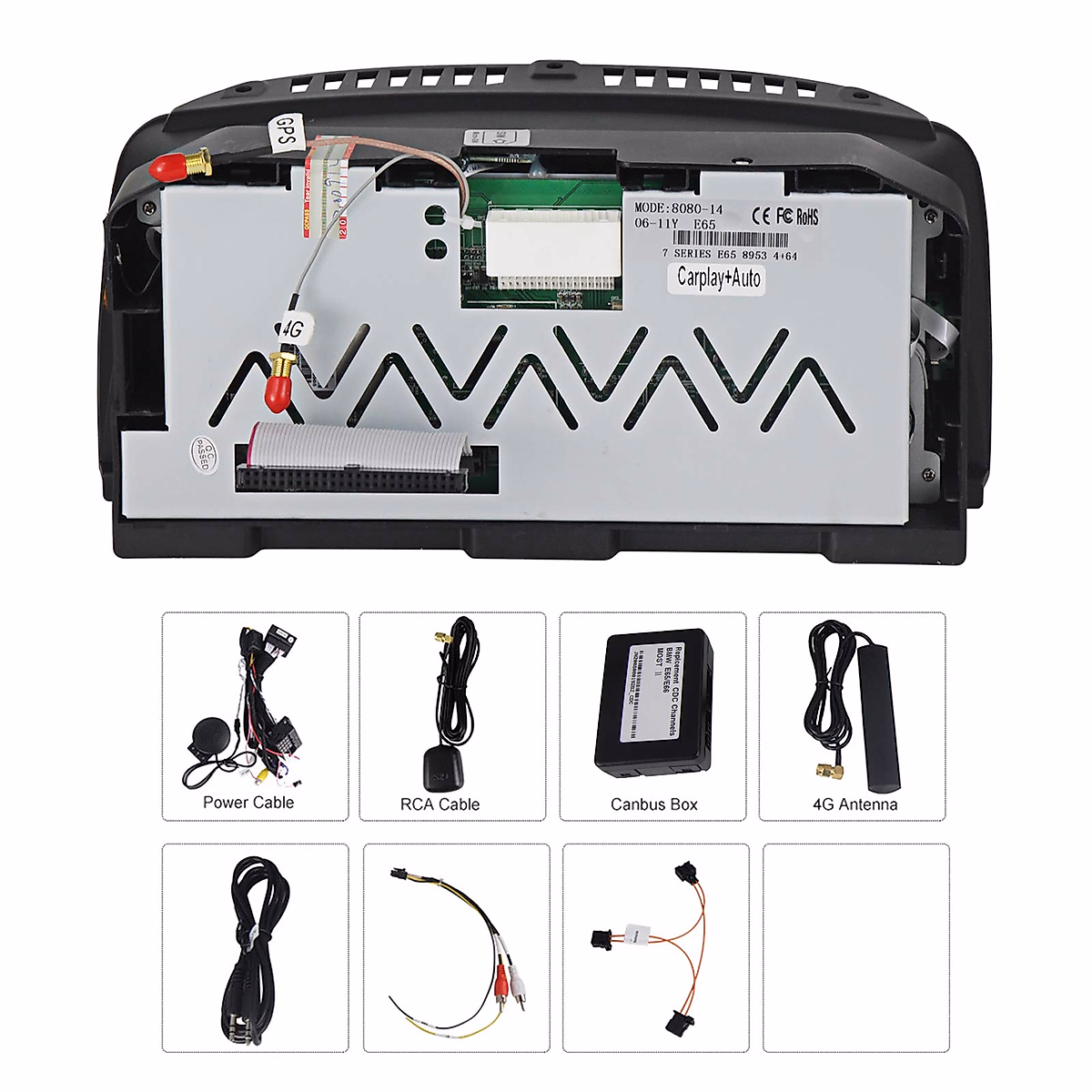 MekedeTech Qualcomm Android 12 Car Radio Stereo 8.8 inch IPS Touch Screen 4GB 64GB Built-in Carplay for BMW 7 Series E65 E66 2001~2008 MASK CCC System