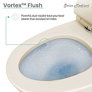 Swiss Madison Well Made Forever SM-1T111BQ, Burdon One Piece Square Toilet Dual Flush 1.1/1.6 gpf in Bisque