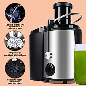 LafingKiz Juicer, 800W Centrifugal Juicer Extractor with Extra Large 3" Feed Chute, 2 Speeds, Easy to Clean, Electric Juicer for Whole Fruits and Vegetables, BPA-Free