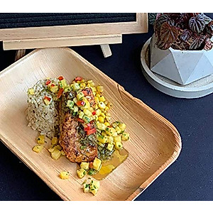 Charity Leaf Disposable Palm Leaf 11" x 7" Trays (25 Pieces) Bamboo Like Serving Platters, Disposable Boards, Eco-Friendly Dinnerware for Weddings, Catering, Events