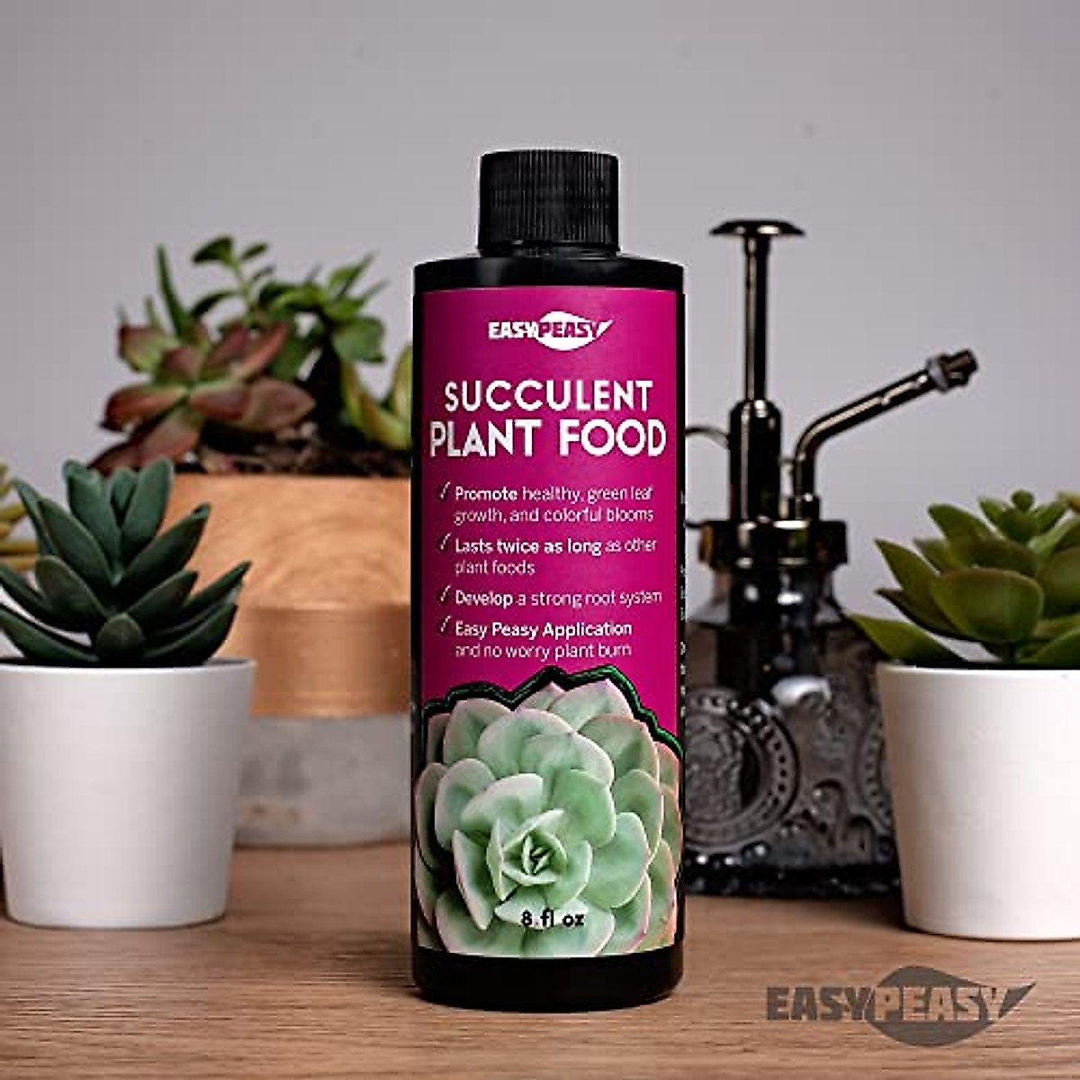 Easy Peasy Succulent and Cactus Plant Food, Specific Blend of Nutrients for Potted Cacti, Jade, Aloe Vera and All Other Live Succulent Plants