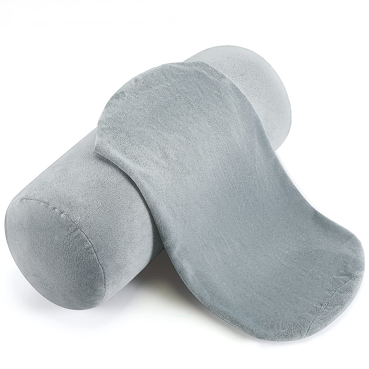 Newwiee 2 Pcs Cervical Neck Roll Pillow Cover with Zipper Round Pillow Covers Neck Roll Pillow Case Cylinder Soft Bolster Pillowcases for Cylindrical Cushion, Pillow Case Only (Gray,16 x 6 Inch)