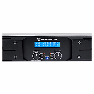 Rockville D14 7000W Peak / 2000W RMS 2-Channel Class D Pro/DJ Amplifier, Perfect for Live Sound, Pro Audio, DJs