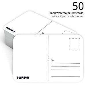 Funto Blank Watercolor Paper Postcards, 50 Cards, 4"x6", 140lb/300gsm, Blank Note Cards for Watercolor Journal, Acid-Free Heavyweight Art Paper for Thank You Notes & Greeting Cards
