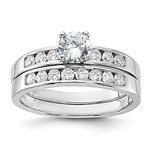 IceCarats 925 Sterling Silver Cubic Zirconia CZ Wedding Band Engagement Ring Bridal Jewelry Set