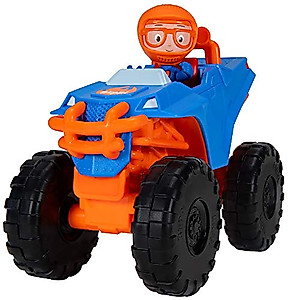 Blippi Monster Truck Mobile - Mini Vehicle with Freewheeling Features Including 2” Character Toy Figure and Cool Hydraulics - Imaginative Play for Toddlers and Young Children