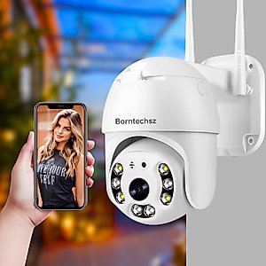 Auto Tracking WiFi IP Camera Pan Tilt Security Camera, 3MP 2K Dome Surveillance Cam, Two Way Audio Motion Detection Clear Night Vision IP66 Outdoor Waterproof by Tuya Smart App