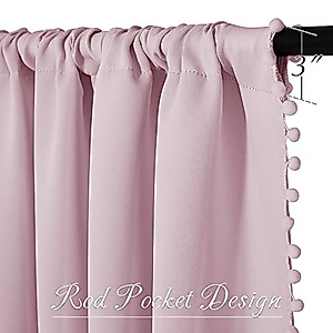 StangH Burnt Orange Velvet Curtains & Pom Pom Blackout Curtains