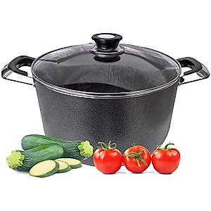 24Qt Dutch Oven Non Stick Heavy Gauge Aluminum Extra Large Casserole Pot With Glass Lid Fits 6 Gallons For Healthy Cooking