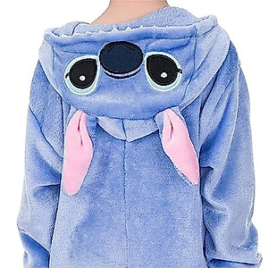 LeaveLive Kids Animal Onesies Halloween Cosplay Costume Pajamas(105#(47-51 inch), kidsblueY)