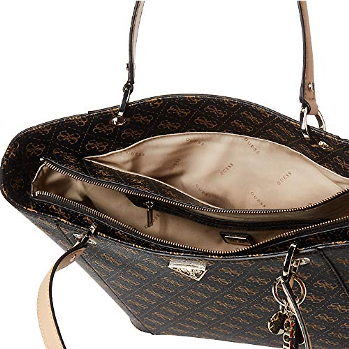 GUESS womens Noelle Small Elite Tote, Brown Logo, One Size US