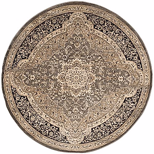 SAFAVIEH Vintage Collection 6'7" Round Taupe / Black VTG574D Oriental Traditional Distressed Area Rug