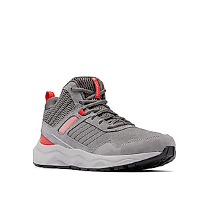 Columbia Men's Plateau Venture Mid, Titainium Grey Steel/Fiery Red, 15