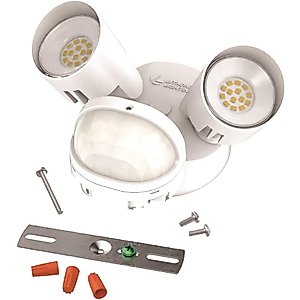 Lithonia Lighting HGX LED 2RH 40K 120 MO WH M2 HomeGuard Security Flood Lights, 4000 Lumens, 2-Light, Photocell Sensor and Motion Detection, White