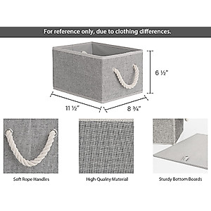 StorageWorks Storage Baskets for Shelves, Rectangular Closet Organizers with Handles, Foldable Closet Storage Baskets for Utility Room, 3-Pack, Gray