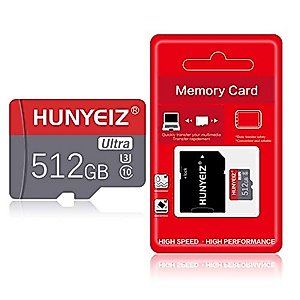 512GB Micro SD Card High Speed Class 10 microSDXC UHS-I Memory Card for Action Camera，Smartphones, Tablet,Security Camera with SD Adapter