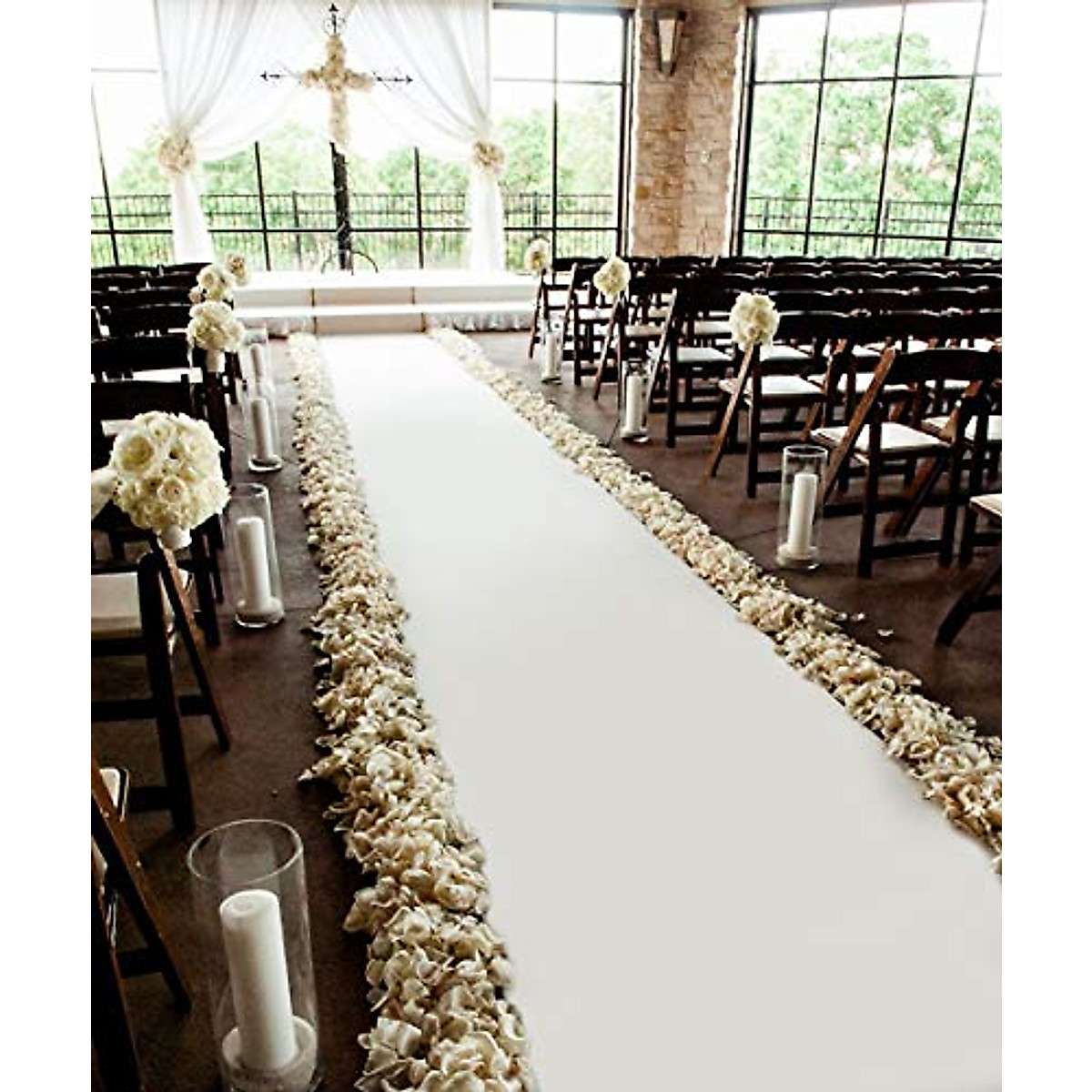 Venker Wedding Decorations Aisle Runner for Outdoor and Indoor,White Printing,100ftx3ft,Polyester Paper Convenient for Single Use,100feetx3feet