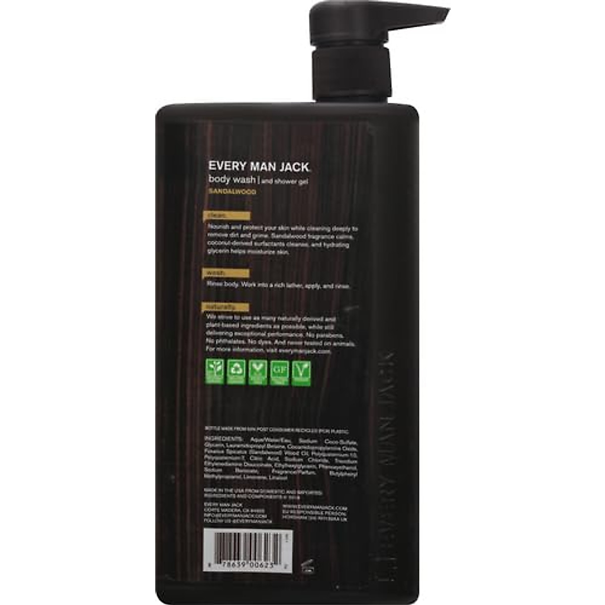 Every Man Jack Body Wash, Sandalwood 33.8-ounce Moisturizing