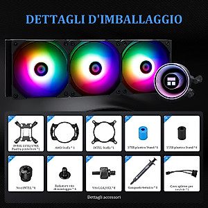 Thermalright Frozen Notte 360 Black ARGB Water Cooling CPU Cooler, 360 Black CPU Cooler Specifications, 3×120mm PWM Fans, S-FDB V2 Bearings, Suitable for AMD/AM4, Intel LGA 1700/1150/1151/1200/2011