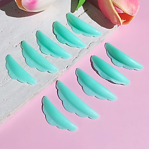 Libeauty Lash Lift Rods, Lash Lift Pads, Green Reusable Eyelash Perming Curler Shield Pads, 5 Size 10 Pcs, with Premium PU Storage Case for Perfect Lash Lifting