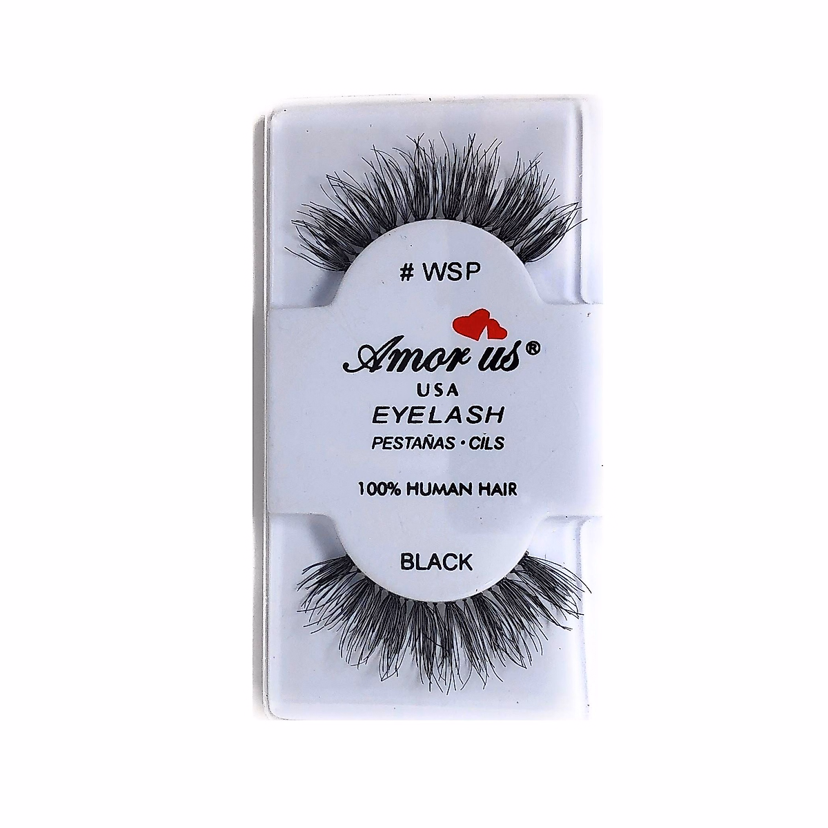 Amorus 100% Human Hair False Eyelashes #WSP - Black - (6 Pack) - Wispy False Eyelashes - Glamorous Look of Fuller, Longer Lashes