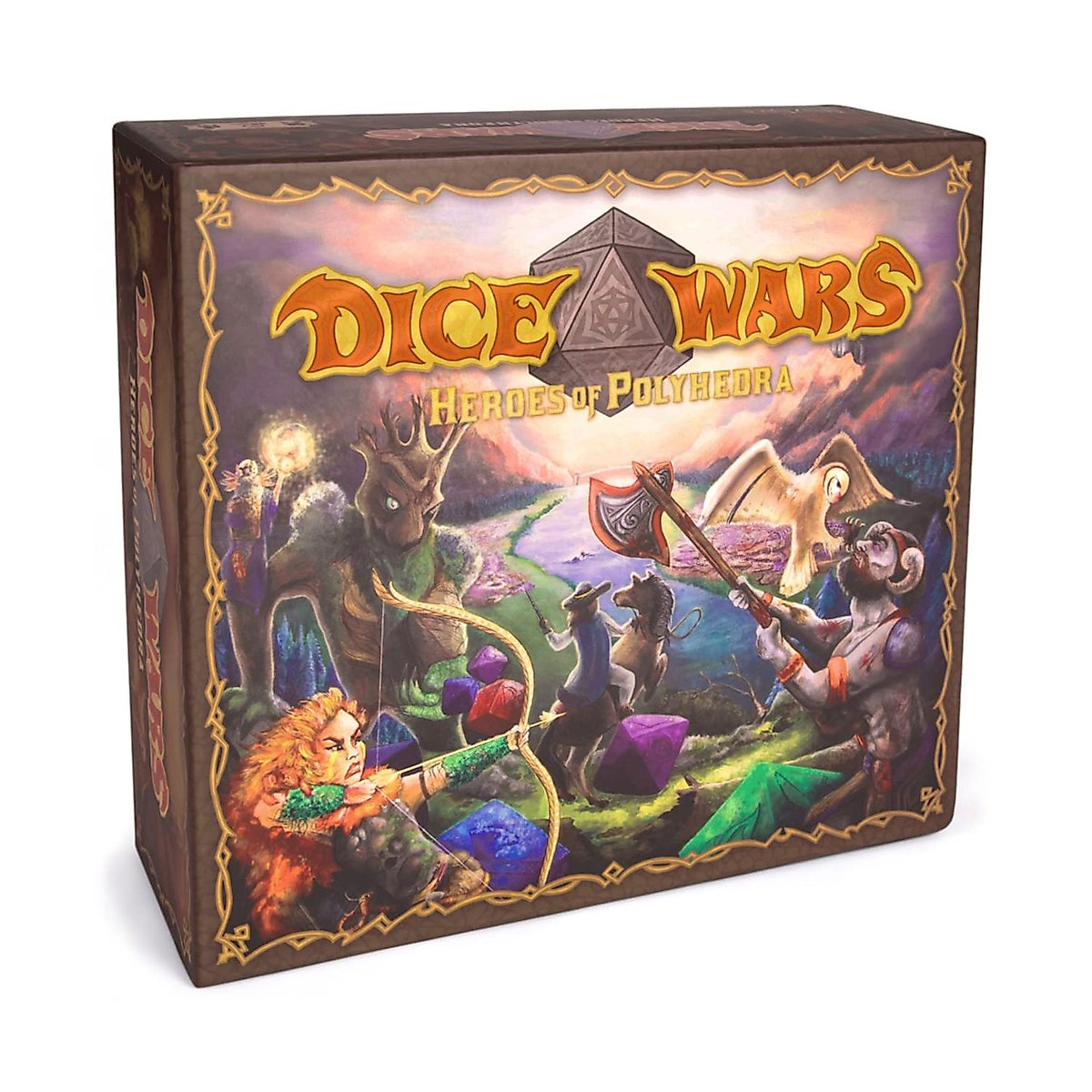 Wiz Dice - Dice Wars: Heroes of Polyhedra - Tabletop Strategy Board Game for 2-4 Players with Illustrated Cards, Miscellaneous Dice Set and a Large Modular Hex Grid - Ages 14 and Up - 11 x 10 x 4