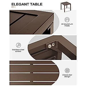 Crestlive Products Patio Chaise Lounge Set, 2PCS Outdoor Aluminum Lounge Chairs with 1PC Side Table, Adjustable Five-Position Recliner for Beach Pool Sunbathing Lawn, Yard (Beige)