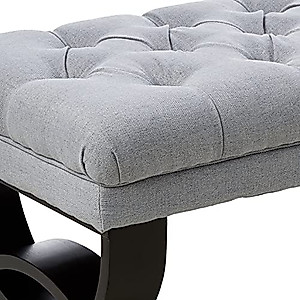Christopher Knight Home Scarlett Fabric Ottoman Bench, Light Grey 17.25”D x 41.00”W x 16.75”H