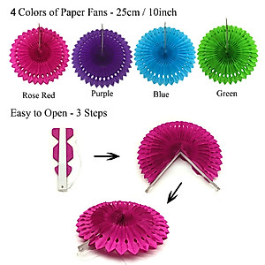 ZERODECO Birthday Decoration Set, Happy Birthday Banner Bunting with 4 Paper Fans Tissue 6 Paper Pom Poms Flower 10 Hanging Swirl and 20 Balloon for Birthday Party Decorations - Multicoloured