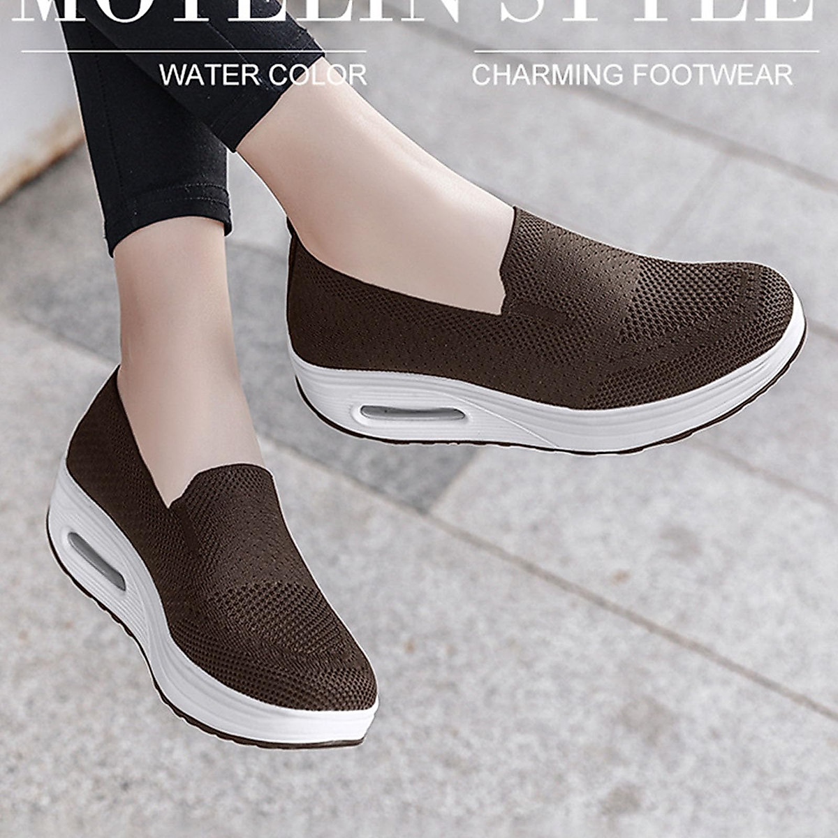 Keilinia Women's Air Cushion Orthotic Comfy Walking Shoes,Lightweight Breathe Mesh Slip-On Diabetic Casual Sneakers (9,Black)