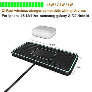Wireless Charger,SANMIDO Wireless car Charger Charging pad 10w Wireless Phone Charger Non Slip qi Fast Charger pad Android Cell Phone Wireless Charging mat galaxy21/20S9S10S8Note10 (C1P)