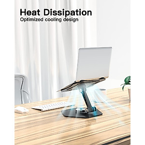 SOJUNER Swivel Adjustable Laptop Stand, 360° Rotating of Aluminum Laptop Stand for Desk, Laptop Riser with Mechanical Sound, Laptop Computer Stand Compatible with 10-16 inch Laptop, Black