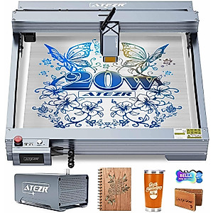 ATEZR P10 Combo 60W Laser Engraver with Air Assist& Rotary Roller, 17 * 17Inch Working Area, 10W Laser Power CNC Laser Engraver for PC/Mobile, Hypersonic Laser for Wood/Metal/Acrylic etc.