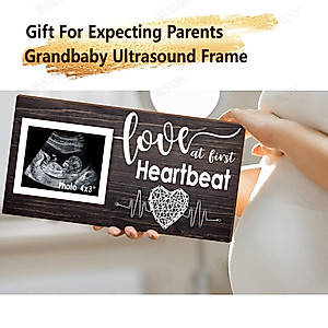Yudarte New Mom Gifts - Pregnancy Announcements Baby Ultrasound Picture Frame - Love at First Heartbeat Sonogram Photo Frame 4x3 Inches - Baby Nursery Decor for First Time Parents