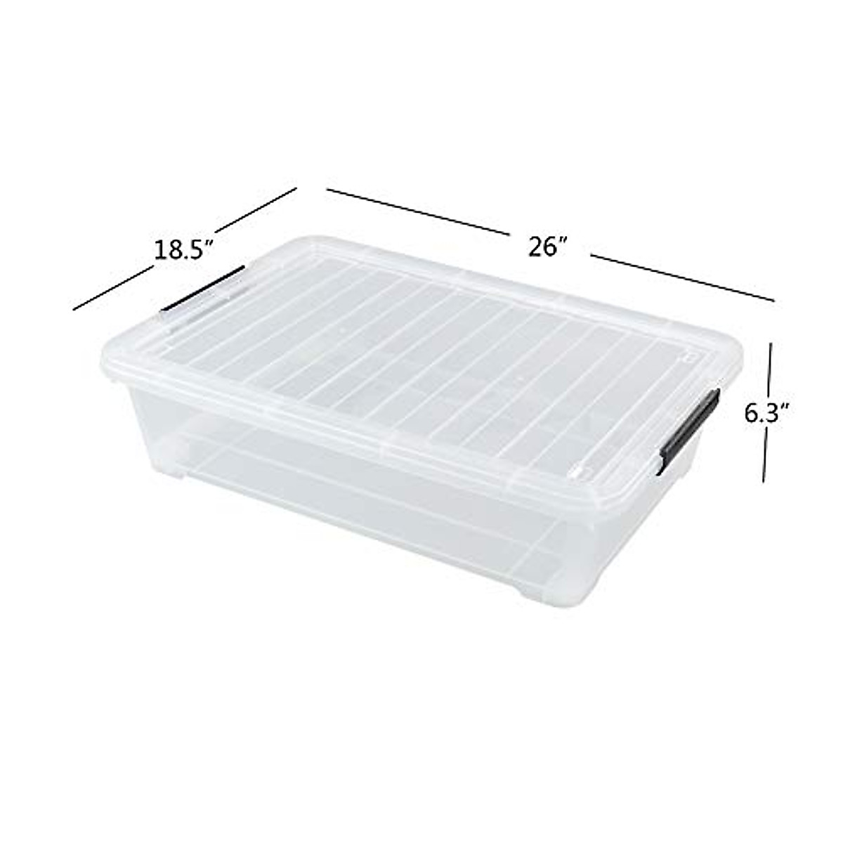 Hommp 3-Pack Plastic Under Bed Storage Box Container, 40 Quart Clear Stackable Storage Box Wheeled Latching Box
