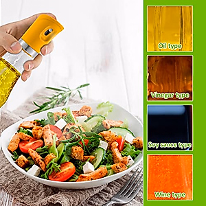 Rnlawks Oil Sprayer 260ml Refillable Oil Spray Bottle Glass Olive Oil Sprayer Mister Portable Oil Vinegar Spritzer Sprayer Bottle Oil Dispenser Mister Kitchen Gadgets for Cooking Baking(yellow)