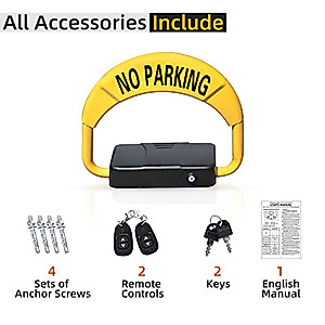 ORIENTOOLS Automatic Remote Control Parking Lock, Folding Parking Barrier Batteries Not Included, 98ft Private Car Parking Latch Space Lock Parking Blocker for Home, Business, Office & Commercial Use