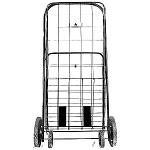 ATH Large Deluxe Rolling Utility / Shopping Cart - Stowable Folding Heavy Duty Cart with Rubber Wheels For Haul Laundry, Groceries, Toys, Sports Equipment, Black