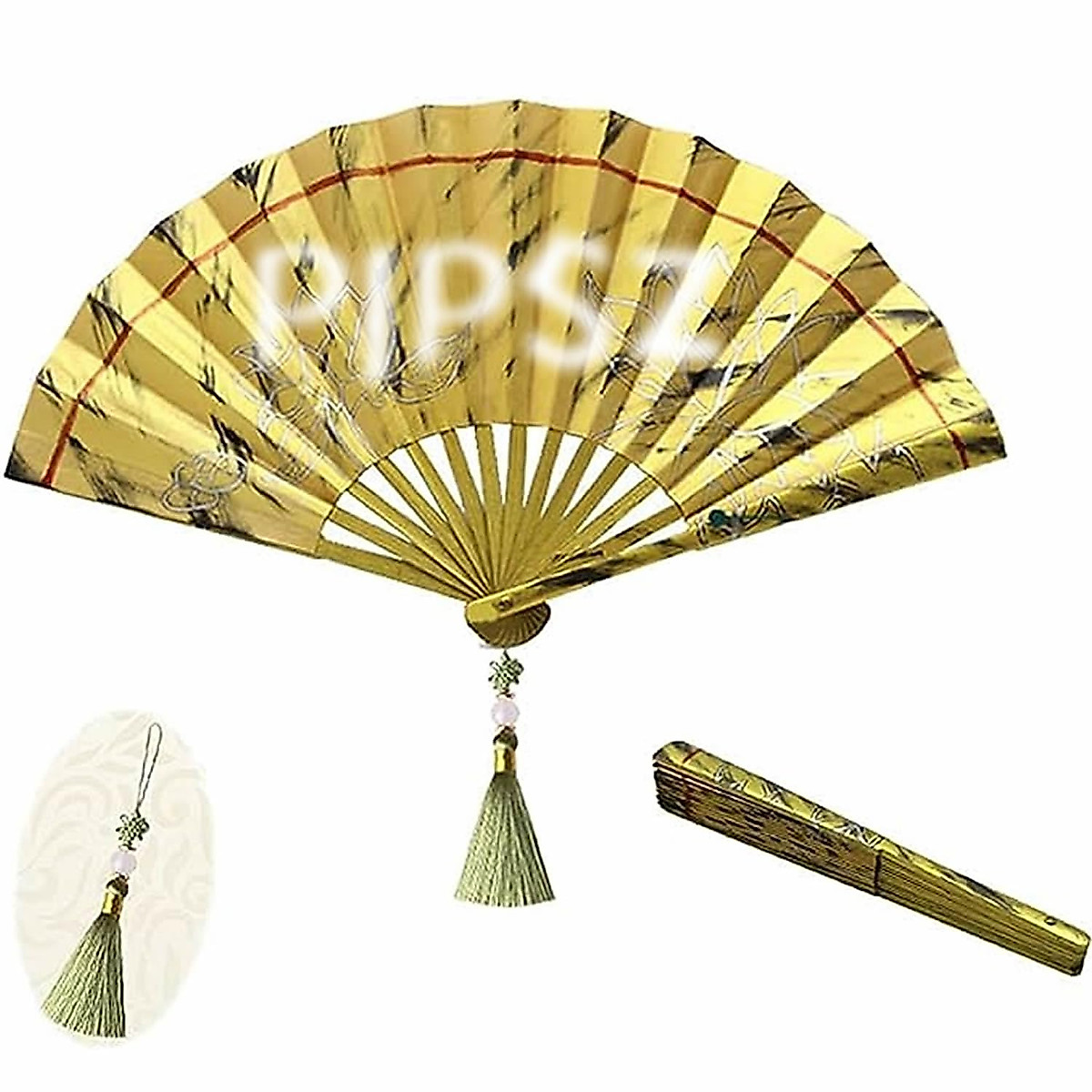 PPONE Douma Cosplay Fan with Douma Keychain Anime De-mon Slay-er Costume Prop Folding Fan Pendant (2PC fan)