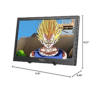 Pisichen 15.6 Inch Portable Monitor, HD 1366x768 TN Gaming Monitor, 60Hz, 5ms, USB/HDMI Inputs, Built-in Speakers, External Screen for Laptop PC Computer PS3 Ras Pi Xbox Ones