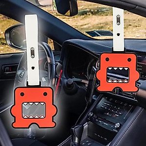 Q1-TECH, JDM Tsurikawa Ring Japanese Subway Train Bus Car Handle Cute Anime Cartoon Handle Hand Strap Rear Front Bumper Warning Rings Drift Charm Drift Car Accessory (Domo-ORWH)