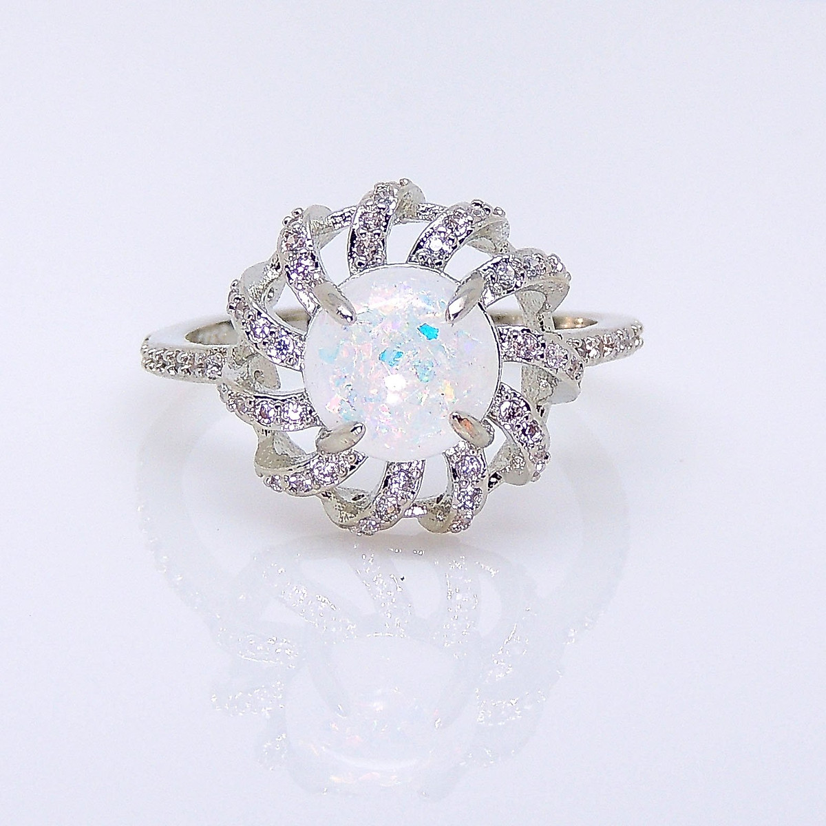 Ginger Lyne Collection Mckayla Simulated Fire Opal with Clear Accents Ring Size 7