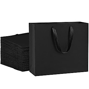 BagDream Black Gift Bags 25 Pack 12.5x4.5x11 Kraft Paper Bags with Handles Bulk, Merchandise Retail Shopping Grocery Bags, Gift Wrapping Bags Party Favor Gift Bags Large Paper Sacks