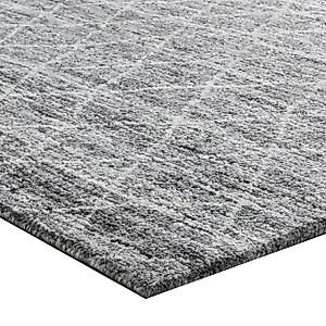 Benjara Jua 2 x 3 Hand Tufted Small Area Rug, Diamond Designs, Gray, White