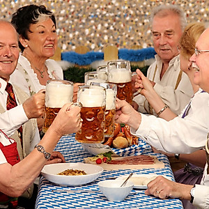 ZYP 5 Pcs Oktoberfests Tablecloth,54" x 108" Oktoberfests Bavarian Vinyl Table Cover,Oktoberfests Decorations Party Table Cloth,Blue and White Tablecloth Oktoberfests Bavarian Flag Check Table Cloth