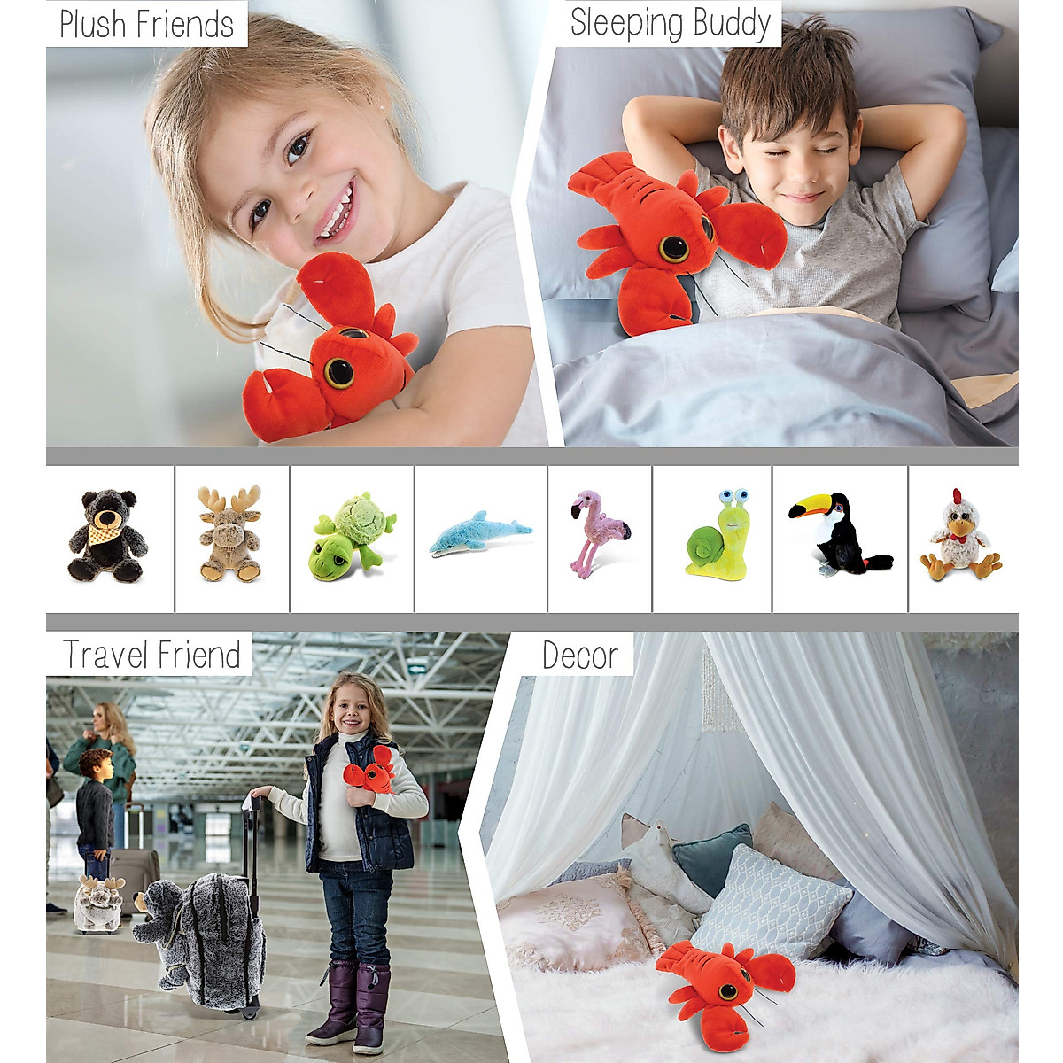 DolliBu Red Lobster Stuffed Animal - Super Soft Big Eyes Lobster Plush, Ocean Stuffed Animal Plush Toy for Boys and Girls, Perfect Red Stuffed Animal Lobster Gift for Kids, Teens, and Adults -6 Inches